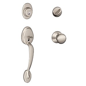 Schlage, Satin Nickel Single Cylinder Handleset and Plymouth Knob, (F60 PLY 619), No Size