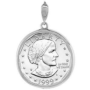 Sterling Silver Susan B. Anthony Bezel Sacagawea 26 mm Coins Prong Back Round Edge Coin NOT Included