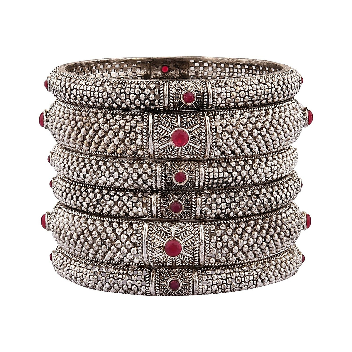 Efulgenz Indian Oxidized Jewelry for Navratri Indian Bangle Set Oxidized Bangles Traditional Bracelet Jewelry for Women
