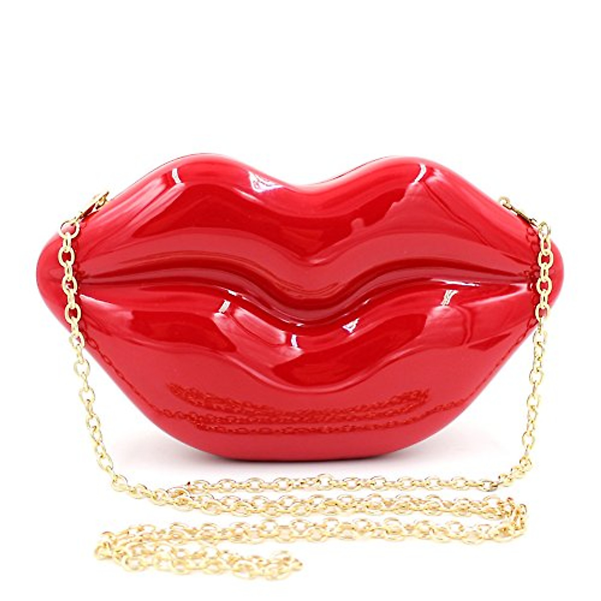 Women Acrylic Lips-shaped Evening Bags Purses Clutch Vintage Banquet Handbag (Red) Medium