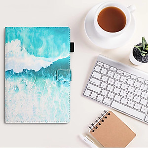 AKHIOK Case for Samsung Galaxy Tab A8 10.5 Inch 2022 Model (SM-X200/X205/X207), Premium PU Leather Stand Cover with Smart Auto Wake/Sleep, Beach