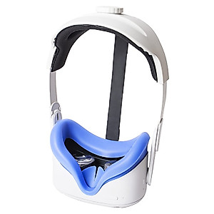 VR Face Cover Compatible for Meta/Oculus Quest 2 Headset, SINWEVR Sweatproof Silicone Interfacial Face Mask Pad Cushion, Washable and Light Blocking Quest 2 Accessories (Blue)