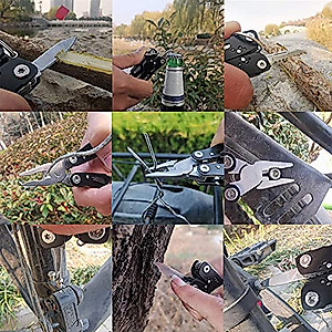 MINI Multitool Pliers,  Birthday Christmas Gifts for Men Boyfriend Dad Husband Women, Pocket Knife 14-In-1, Rugged and Practical Portable Computer and Bike Gadgets, Black Camping and Survival Tools