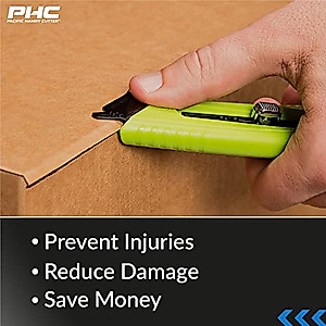 Pacific Handy Cutter S5L Safety Cutter, Left Handed Retractable Utility Knife, Ergonomic Film Cutter, Bladeless Tape Splitter, Steel Guard, Safety, Damage Protection, Warehouse & In-Store Cutting, Red, 1 EA