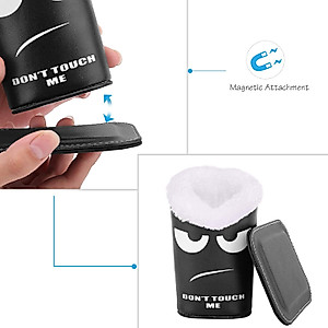 MoKo Eyeglasses Holder, Modern Velvet Plush Lined PU Leather Household Magnetic Holder Protective [Anti-scratch] [Dustproof] Stand Case for Eyeglass and Sunglasses, Don''t Touch Me Black