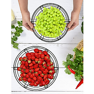 Bextcok 2 Tier Fruit Basket, Vegetables Fruit Bowl Storage with Banana Holder Hanger Hook Stand Organizer for Kitchen Countertop Counter, Black