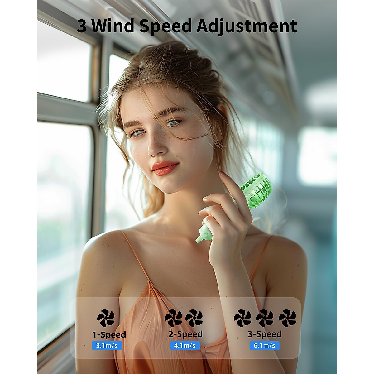 Nhpoi Mini Fan, Mini Handheld Fan, Small Cute Design Portable Fan with 3 Powerful Wind Speed, Battery Operated, USB Rechargeable, 9 Hours Long Working Time, Pocket Size for Travel