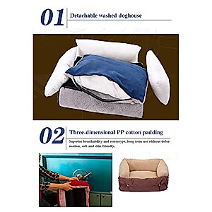 Springhall Multifunction Dog Bed Mat, Washable Ultra Soft Warm Plush Square Kennel with Removable Cover and Non-Slip Bottom, for Medium Large Dogs,Green,56x37x19cm