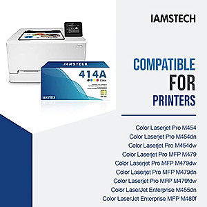 iamstech 414A Toner Cartridge (with Chip) Compatible Replacement for HP 414A 414X W2020A W2020X Color Pro MFP M479fdw M454dw M479fdn M454dn M454 M479 Printer Ink (Black Cyan Magenta Yellow 4 Pack)