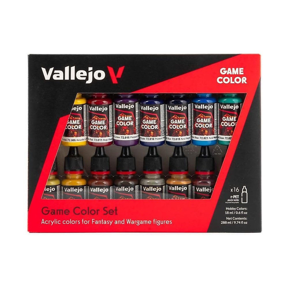 Vallejo Acrylicos Game Color Advanced Set, Model Color Paint Set, 1/2 Fl. Oz. Bottles, 16 Colors