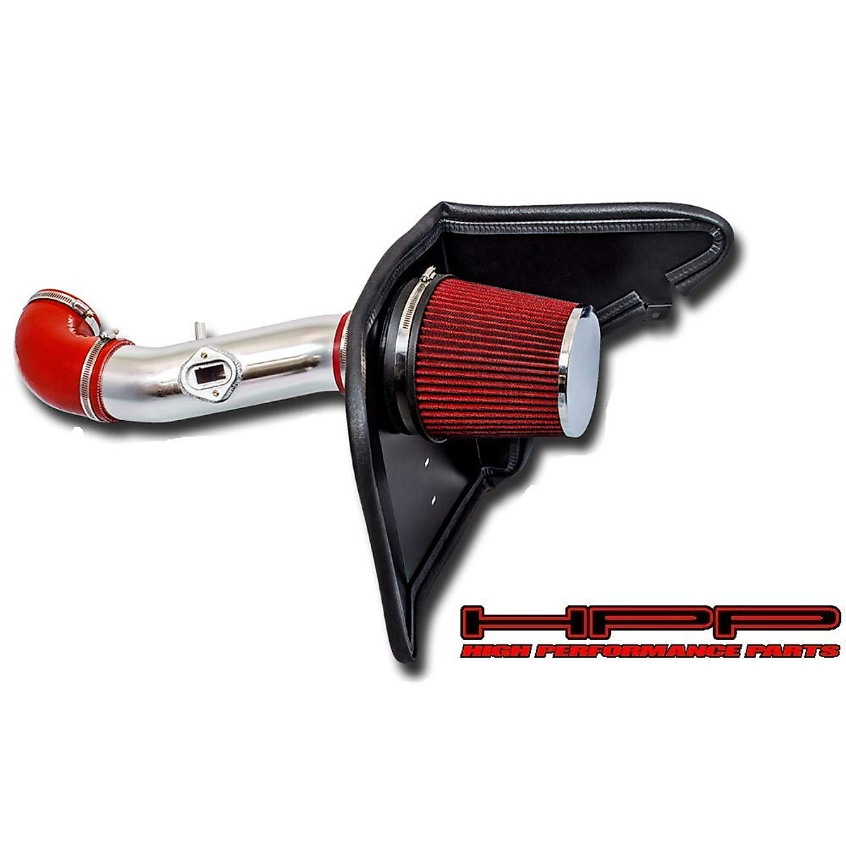 High Performance Parts Heat Shield Cold Air Intake Kit & Red Filter Combo Compatible for Chevrolet 2010 - 2011 Camaro V6 3.6L