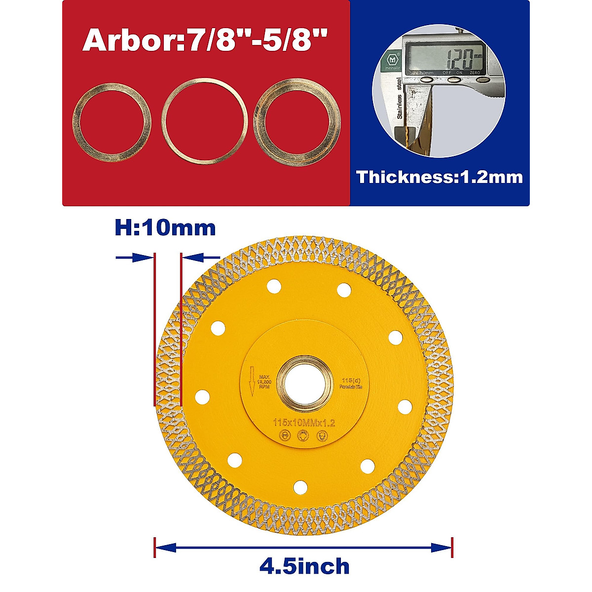 2 Pcs/Lot Super Thin Diamond Saw Blade Porcelain Cutting Blade for Cutting Granite Marbles Tiles (4.5-2pcs)……