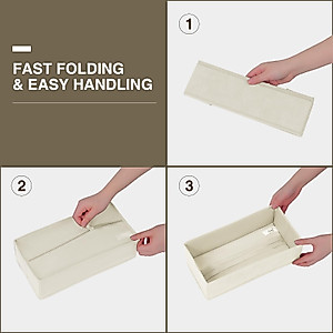 DIMJ Drawer Organizers Clothes, Set of 4 Dresser Organizer Bins, Fabric Closet Organizers and Storage, Drawer Dividers for Nursery, Clothing, Baby Clothes, Socks, Underwears, Tie (Beige)