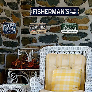 Open Road Brands Cabin Time Well Spent Hanging Wood Wall Decor - Fun Rustic Sign for Living Room, Entryway or Garage