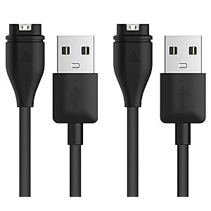 Vivosmart 5 Charger Replacement USB Data Sync Charging Cable Wire Compatible with Garmin Vivosmart 5 Fitness Tracker, Black - 2Pack