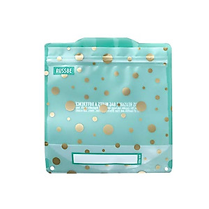 Russbe Metallic Polka Dot Reusable Snack & Sandwich Bags (Set of 4), Turquoise