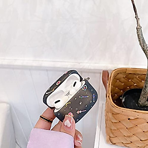 Soft TPU Case with Beads Chain Charm for Apple AirPods 3 AirPods3 2021 Generation Sakura Crystal Magical Wand Black Color Japanese Cartoon Anime Cute Lovely Adorable Girls Kids Women