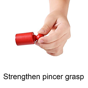 BOHS Montessori Knobbed Cylinders Blocks - 6 Pegs / 6.7 Inches - Colorful Wooden Early Home School Toys - 4pcs Set