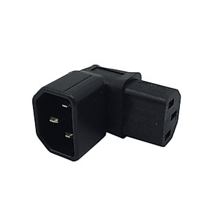 CERRXIAN Down Angle IEC 320 C14 3 Pin Male to C13 Female PDU PSU UPS Power Extension Adapter Receptacle for LCD LED TV Wall Mount