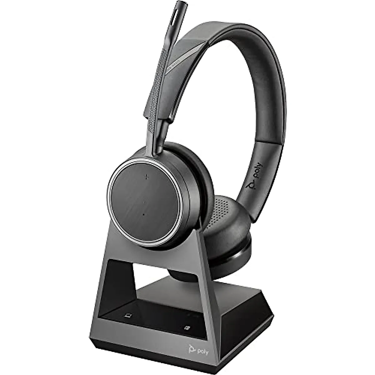 Plantronics - Voyager 4210 Office with Two-Way Base USB-A (Poly) - Bluetooth Single-Ear (Monaural) Headset - Connect to PC, Mac, & Desk Phone-Noise Canceling-Works with Teams, Zoom & more