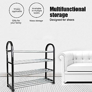 Fdit Shoe Rack Organizer Storage Bench Plastic & Aluminum Metal Standing Shoe Rack DIY Shoes Storage Shelf Home Organizer Organize Your Closet Cabinet Entryway No Tools Required(501958CM)