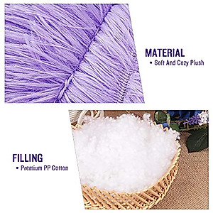 Luciphia Round Dog Cat Bed Donut Cuddler, Faux Fur Plush Pet Cushion for Large Medium Small Dogs, Self-Warming and Cozy for Improved Sleep Purple, Small (20" x20")