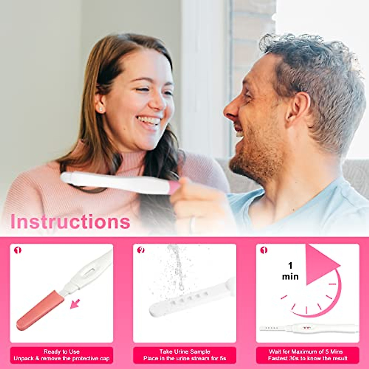 HCG Pregnancy Tests 1 Test/Bag 3 Tests/Box Early Detection Home Test, Woman Individually Sealed Early Pregnancy Home Detection Kits