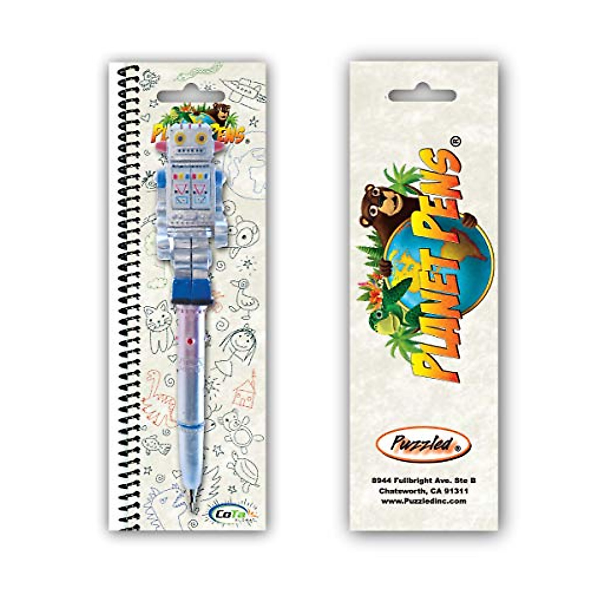 Puzzled Robot Planet Pens - Cute & Realistic Robot Figure Decor On Ballpoint Novelty Pen Toy, Unique Writing Pen Instrument for School and Office