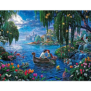 Ceaco - 4 in 1 Multipack - Thomas Kinkade - Disney Dreams Collection - Tangled, Mickey and Minnie Mouse, Dumbo, & The Little Mermaid - (4) 500 Piece Jigsaw Puzzles , Blue