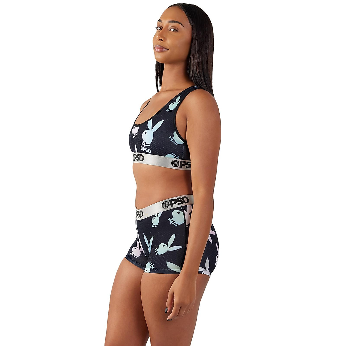 PSD Women's Playboy Glow Sports Bra, Black, M
