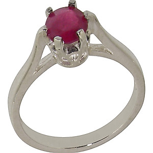 925 Sterling Silver Natural Ruby Womens Solitaire Ring - Sizes 4 to 12 Available