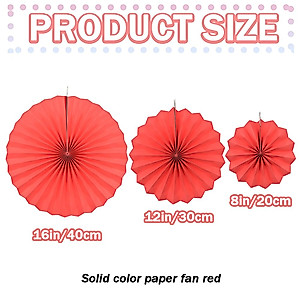 CEEYSEE Pack of 6 Hanging Paper Fans Party Round Decoration Paper Fans for Tea Party Birthday Bridal Wedding Baby Graduation Events (Red/SHOS)