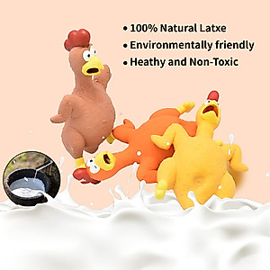 Rubber Chicken Dog Toy Squeak, 3 Pack Latex Screaming Chicken Dog Toys That Makes Noise, Funny Squeaky Interactive Puppy Dog Toys for Boredom, Dog Fetch Toy with Squeakers for Small Medium Large Breed
