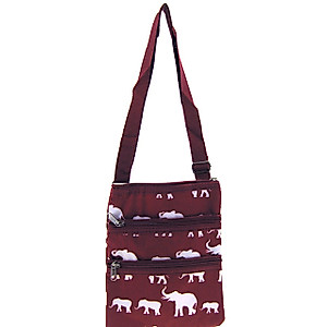 Elephant Print Cross Body Purse Messenger Bag Burgundy Alabama Roll Tide Bama