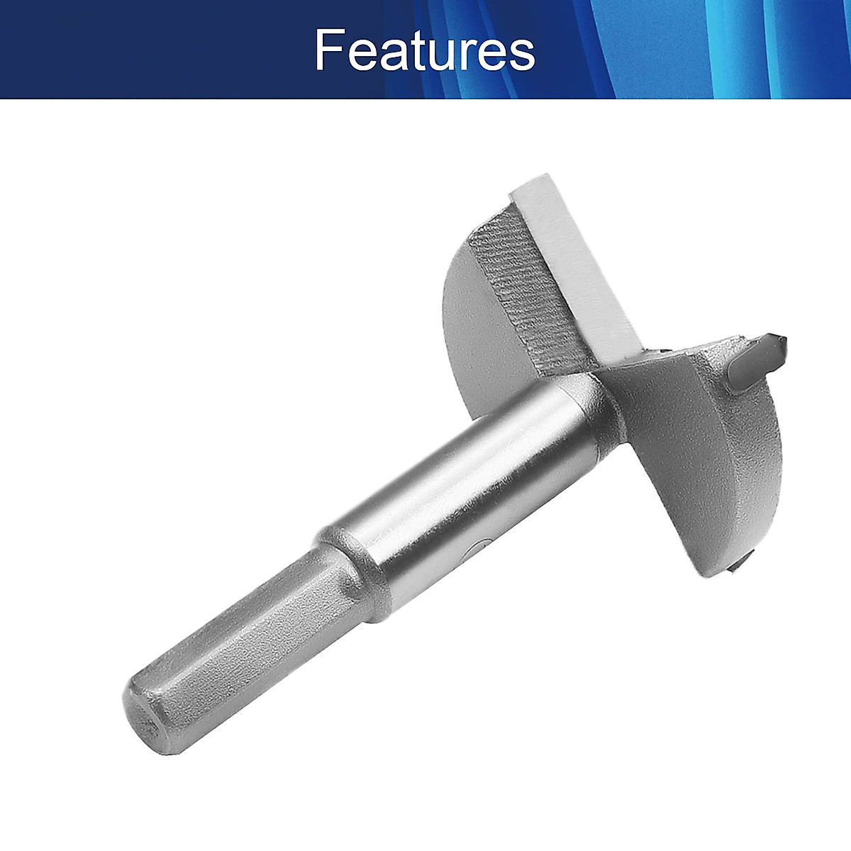 Hegebeck Forstner Drill Bit, 50mm Carbide Woodworking Hole Saw, Wood Drilling Cutter Boring Drill Bits with Hex Handle, for Wood, Plastic, Plywood, Grey