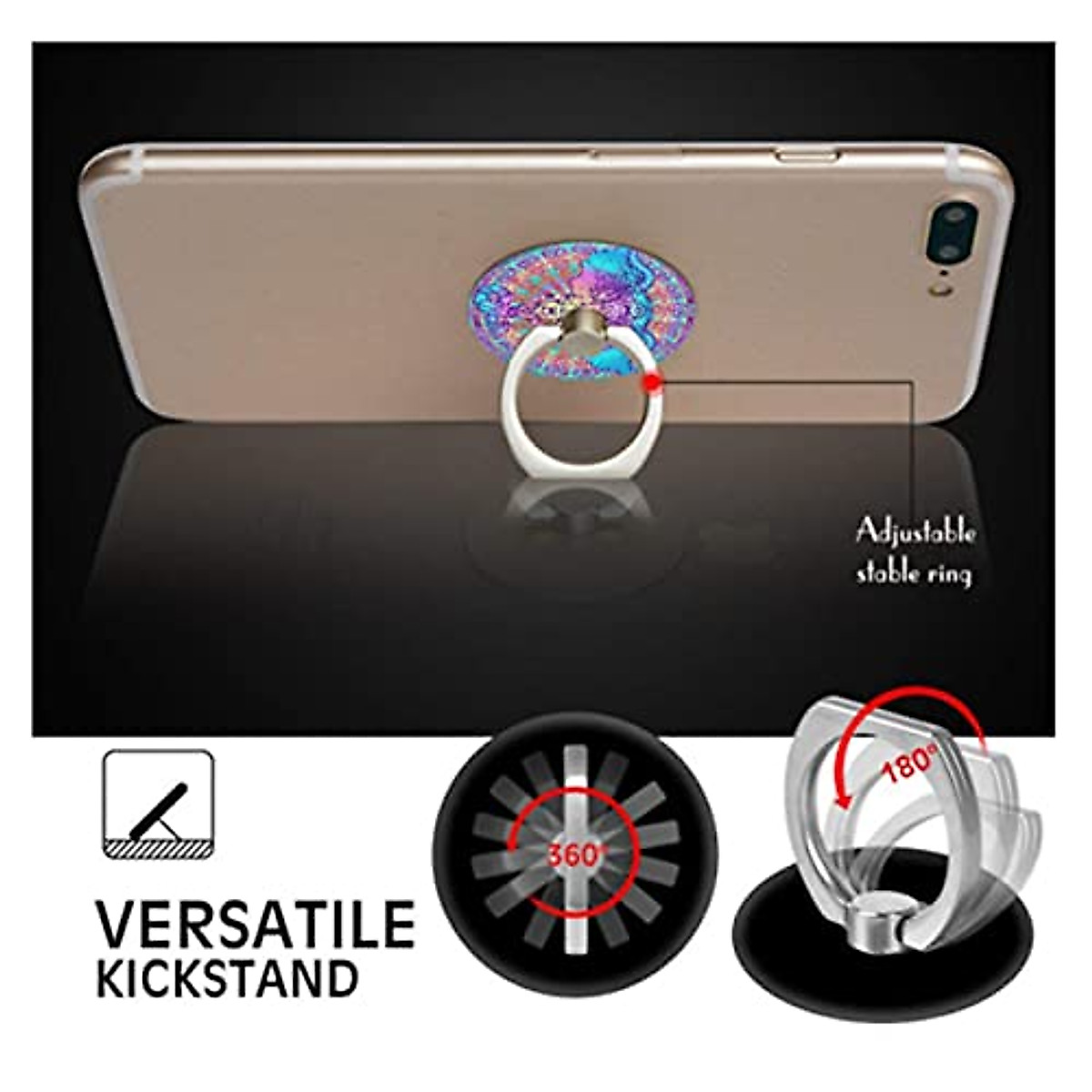 Cell Phone Ring Holder Stand, Lightweight and Convenient 360 Degree Rotation Universal Smartphone Round Ring Holder, Compatible with Smartphones and Tablets (Camouflage Elephant)