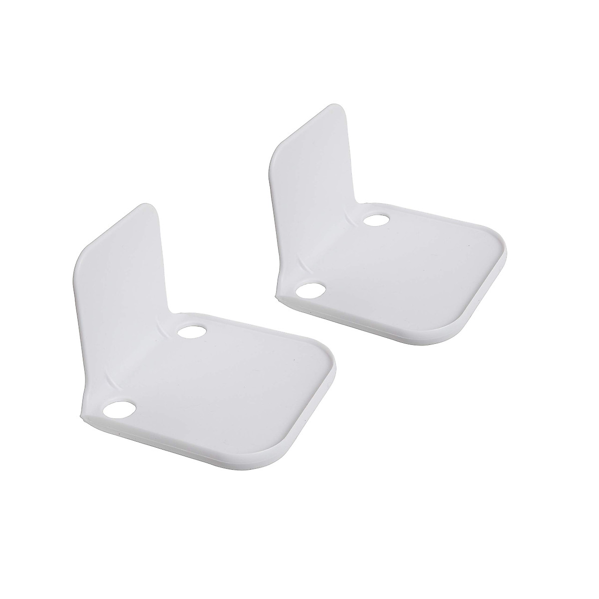eLhook Made in USA White Stick-On Wall Shelf: Durable ABS Plastic with Cable Management for Indoor Security Camera, Textured Finish, Lipped Edges | Removable Adhesive Floating Design | Set of 2