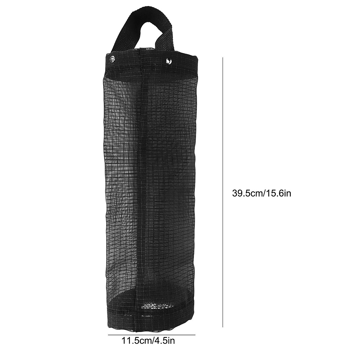 Bag Holder for Plastic Bags, Grocery Bag Holder Plastic Dispenser Foldable Breathable Washable Hanging Mesh Garbage Bag Organizer for Kitchen Plastic Bag Storage (Black L)