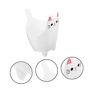 ULTECHNOVO cat Shaped Trash can Desktop Garbage can Desktop cat Decoration Desk Pencil Holder Mini Table Garbage bin Desk Trash can Mini Trash bin Towel Rack Office White Cartoon pp