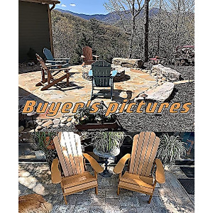 SNAN Adirondack Chair with Cup Holder, All-Weather Plastic Patio Chair for Garden&Outdoor Fire Tables, Fade-Resistant Outdoor Seating, Wood-Like Processing and Sturdy Outdoor Chair(Teak)