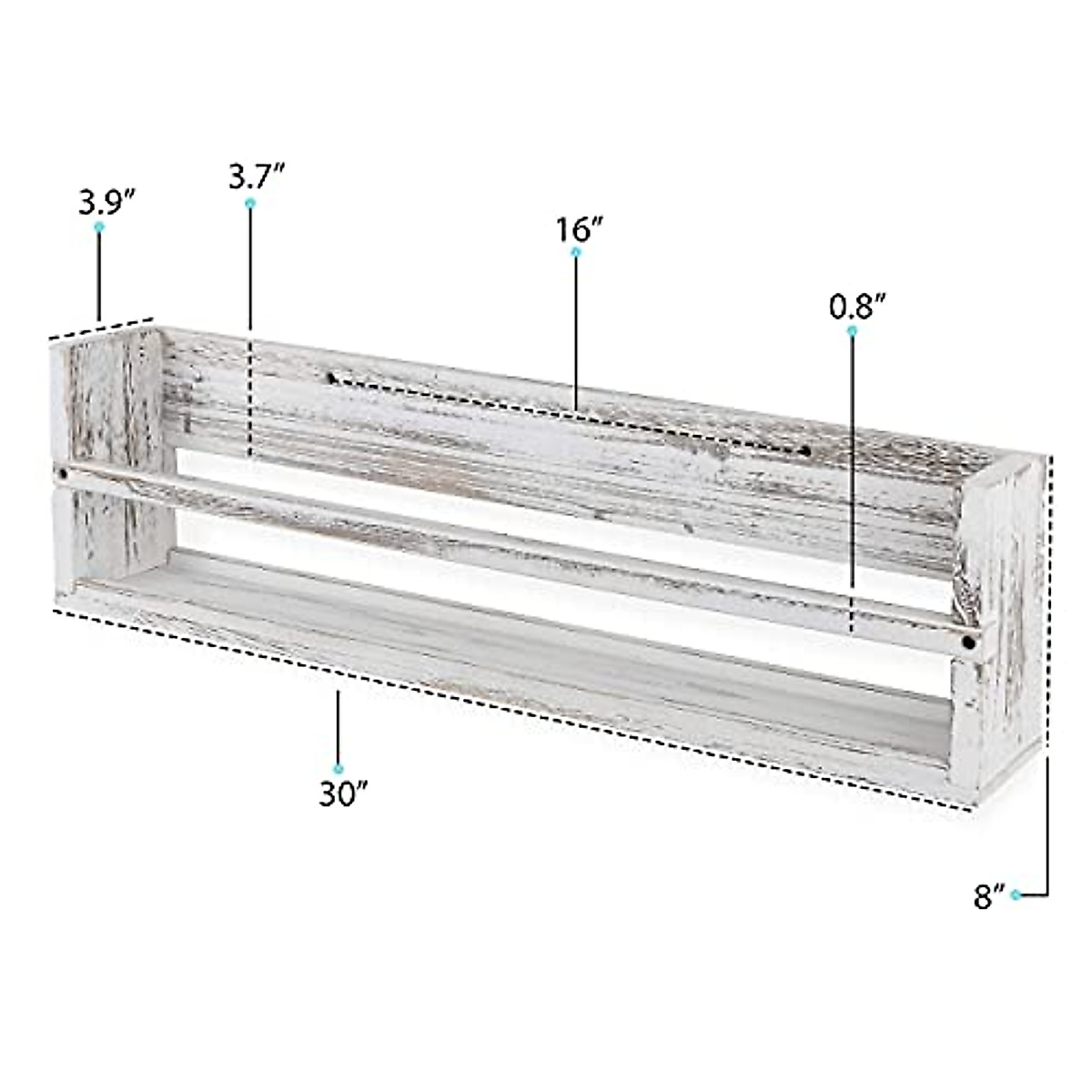 brightmaison Polynez 30" Floating Shelves for Wall Decor, Kids Bookshelf for Wall, Nursery Book Shelves, Multiuse Wall Shelf Set of 2 Wood Burnt White