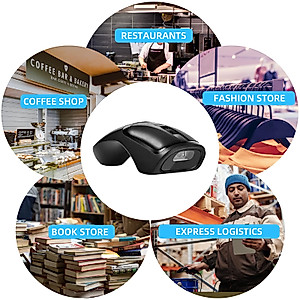 THARO New Wireless Mouse Barcode Scanner, 2-in-1 Design 2D Handheld Barcode Scanner with Wireless Mouse Functions for POS System,Store,Supermarket, Warehouse.(Black)