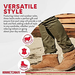 Minnetonka Mens Sheepskin Ankle Boot Slipper Tan Size 10