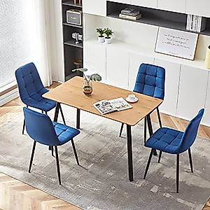 Homedot Upholstered Dining Chair Set of 4,Mid-Century Home Desk Chair Tufted Pattern Design Side Chair Velvet Elegant Kitchen Chair with Sturdy Metal Legs for Home,Office