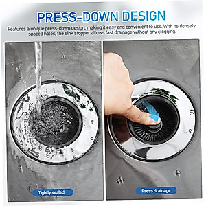 Homoyoyo Kitchen Sink Filter Sink Drain Strainer Push Type Sink Strainer Kitchen Sink Stopper Bathtub Drain Plug Drain Stopper Plunger Sink Strainer Kitchen Drain Stoppers Plastic Grey
