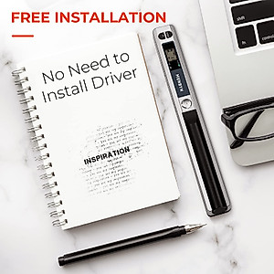 MUNBYN Portable Scanner, Photo Scanner for A4 Documents Pictures Pages Texts in 900 DPI, Flat Scanning, Include 16G SD Card, Wand Document Reader Uploads Images to Computer Via USB Cable, No Driver