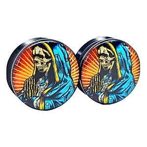 Pierced Republic Holy Skeleton Ear Plugs - Acrylic Screw-On - 10 Sizes Pair* (00 Gauge (10mm))