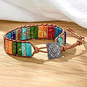 Fashion Gemstone Handmade Bracelets Jewelry Multicolor Yoga Friendship Boho Leather Bracelets