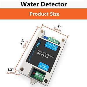 12V DC Wired Water Detectors Water Leak Alarm Module Leakage Flood Sensor with 10A NC NO Relay Output Control, Turns Off Flood Source (White)