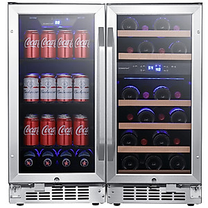EdgeStar CWBV80261 30 Inch Wide 26 Bottle 80 Can Side-by-Side Wine and Beverage Center